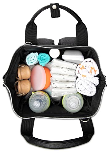 Baby Brezza Lucia Baby Diaper Bag Backpack and Tote – Carry How You Choose – Spacious but Compact Design with 12 Pockets and Slide Out Diaper Caddy, Graphite