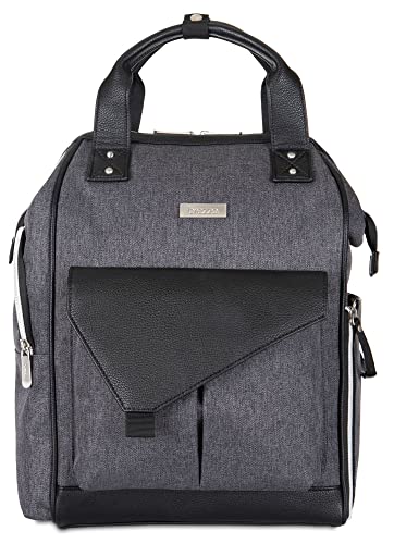 Baby Brezza Lucia Baby Diaper Bag Backpack and Tote – Carry How You Choose – Spacious but Compact Design with 12 Pockets and Slide Out Diaper Caddy, Graphite