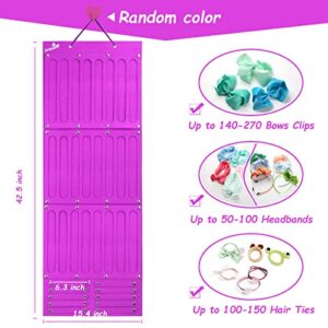 Hair Bow Holder, Bow Organizer for Girls with 27 Ribbons, Hair Clip Holder Organizer, Headband Holder for Baby Girls, Kids Hair Accessories Organizer (Purple)