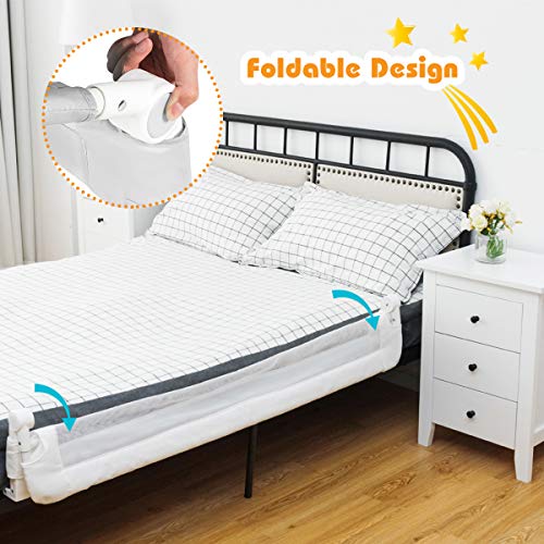 HONEY JOY Bed Rail for Toddlers, 59-in Extra Long, Portable Safety Bed Guardrail, Foldable Baby Bed Rail Guard, Fit King & Queen Full Twin Size Bed Mattress(White)