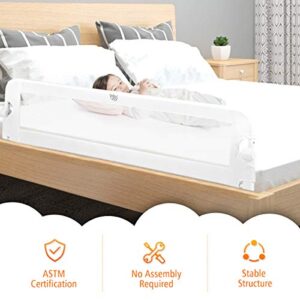 HONEY JOY Bed Rail for Toddlers, 59-in Extra Long, Portable Safety Bed Guardrail, Foldable Baby Bed Rail Guard, Fit King & Queen Full Twin Size Bed Mattress(White)