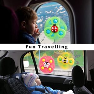 Tiyol Suction Cup Spinners, Baby Bath Toys 6-12-18 Months, Window Travel Toys for Toddler 1 2 3 Years Old, Fun Birthday for Infant Boys Girls (3 PCS)