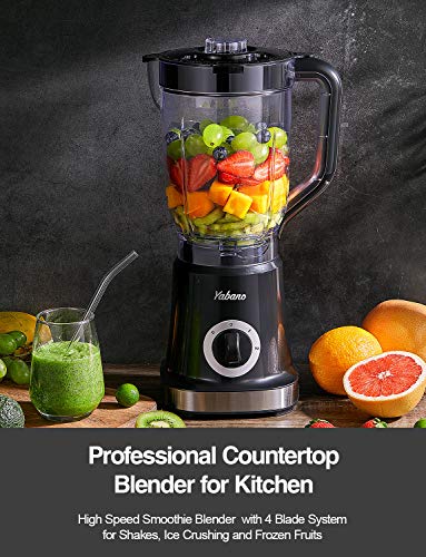 Professional Countertop Blender for High-Speed Shakes, Smoothies, Juicing & More - Crush Ice, Frozen Fruit, and More with 4 Stainless Steel Blades & 60oz Jar - Easy to Clean, Perfect for Kitchen Use (Black)