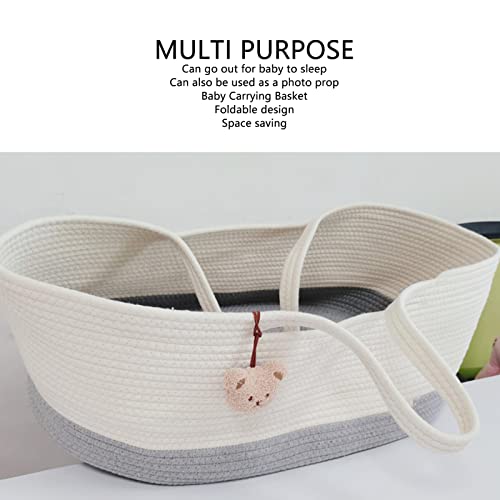 Baby Carrying Basket, Baby Sleeping Carry Basket Cotton Rope Weaved Foldable Portable Handheld Breathable Newborn Sleeping Basket Cribs & Bed Sets