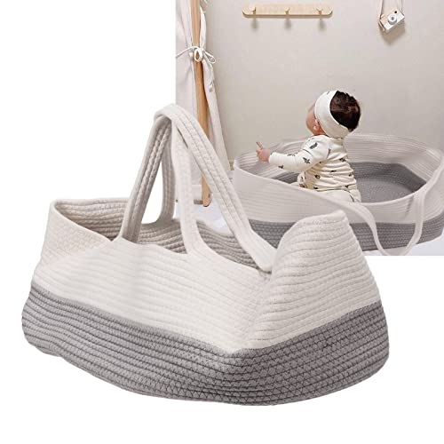 Baby Carrying Basket, Baby Sleeping Carry Basket Cotton Rope Weaved Foldable Portable Handheld Breathable Newborn Sleeping Basket Cribs & Bed Sets