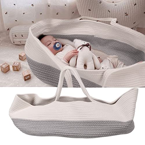 Baby Carrying Basket, Baby Sleeping Carry Basket Cotton Rope Weaved Foldable Portable Handheld Breathable Newborn Sleeping Basket Cribs & Bed Sets