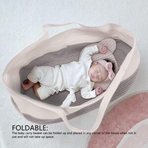 Baby Carrying Basket, Baby Sleeping Carry Basket Cotton Rope Weaved Foldable Portable Handheld Breathable Newborn Sleeping Basket Cribs & Bed Sets