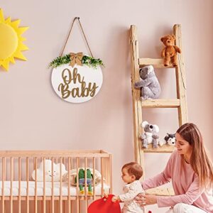 Oh Baby Wooden Sign with Gold Painted – for Farmhouse Porch Outdoor Home Wall Front Door Decor – Baby Shower, Gender Reveal, Baby Announcements Party Backdrop – by ZouYee