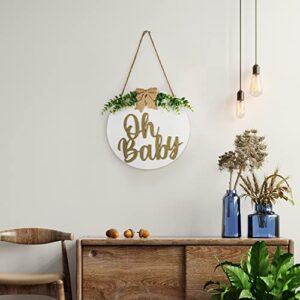 Oh Baby Wooden Sign with Gold Painted – for Farmhouse Porch Outdoor Home Wall Front Door Decor – Baby Shower, Gender Reveal, Baby Announcements Party Backdrop – by ZouYee