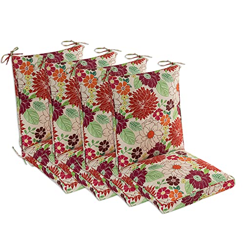 Makimoo Set of 4 Outdoor Dining Chair Cushions, Comfort Patio Seating Cushions, 44 x21x4.5 inch, Single Welt and Zipper, Blooming Fiesta