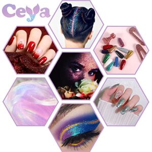 Ceya Holographic Ultra Fine Glitter Powder, 17.63oz/500g Diamond Gold Glitter Sequins Iridescent Nail Flakes 1/128” 0.008” 0.2mm for Craft Resin Tumbler Jewelry Christmas Decor Makeup Scrapbook Cards