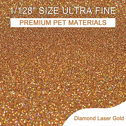 Ceya Holographic Ultra Fine Glitter Powder, 17.63oz/500g Diamond Gold Glitter Sequins Iridescent Nail Flakes 1/128” 0.008” 0.2mm for Craft Resin Tumbler Jewelry Christmas Decor Makeup Scrapbook Cards