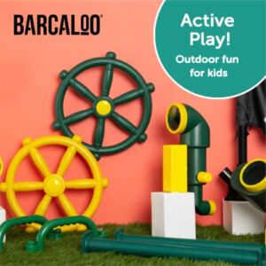 Barcaloo Kids Playground Pirate Ship Wheel – Yellow Jungle Gym Steering Wheel for Swing Set, Childrens Steering Wheel Simulation Toy, Pirate Ship Steering Wheel Toys for Toddlers. Wheel Playset