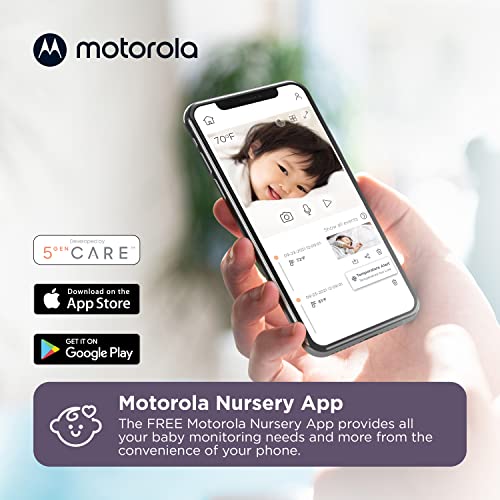 Motorola Baby Monitor PIP1610 HD Connect - 5" WiFi Video Baby Monitor with Camera, Wall Mount, 1080p, Smart Phone Nursery App, 1000ft Range, 2-Way Audio, Remote Pan-Tilt-Zoom, Room Temp, Lullabies