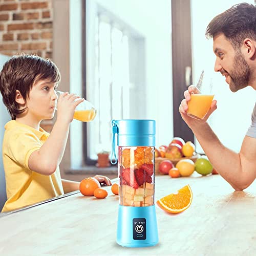 Portable Blender, Personal Blender for Shakes and Smoothies, Blender shake Smoothie for Kitchen Personal Size Blenders with Rechargeable USB, 380Ml Traveling Fruit Veggie Juicer Cup With 6 Blades (Blue)