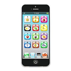 wolmund toy learning play cell phone with 8 functions and dazzling lights for toddler baby kids 12-18 months ages 1-3 year old, black3 (sj-b-2)