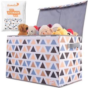 homefox x-large toy chest - toy box - toy storage organizer bin basket - 25''x17''x15'' w flip top lid kid large toybox for boy girl collapsible portable stackable lightweight foldable sturdy storage