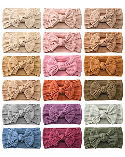 jollybows 18pcs Baby Nylon Headbands Hair Bow Elastics Hairbands Hair Accessories for Baby Girls Newborn Infant Toddlers Kids