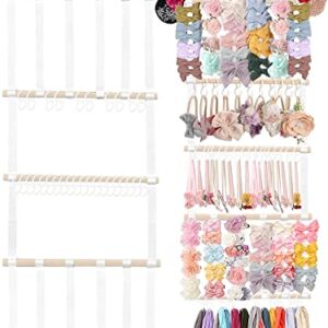 48" X 15" Headband Holder, Baby Headband Organizer w/16Pcs Cotton Ribbons, 40Pcs S Hooks, 1Pc Non-Trace Hook & 1Pc Cotton Rope, Bow Holder for Girls Hair Bows for Wall, Door or Closet