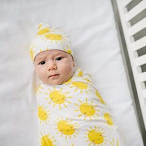 Little Sleepies Newborn Swaddle + Hat Set, Bamboo Viscose Baby Wrap, Sunshine