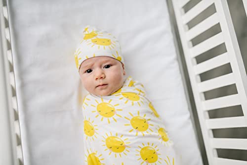 Little Sleepies Newborn Swaddle + Hat Set, Bamboo Viscose Baby Wrap, Sunshine