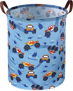 sanjiaofen kids boys hamper, kids laundry basket collapsible monster truck storage baskets for boy room decor,office,toy organizer,gift hamper(monster trucks)