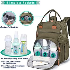 Diaper Bag Backpack, Diaper Bag Tote, WELAVILA Large Convertible Baby Bags, Gray & Army Green