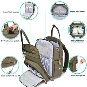 Diaper Bag Backpack, Diaper Bag Tote, WELAVILA Large Convertible Baby Bags, Gray & Army Green