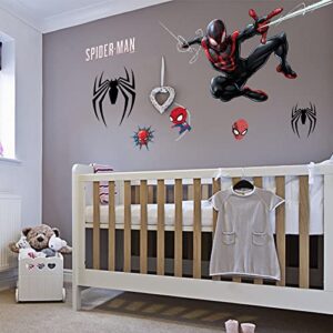 Spiderman Wall Decals Children's Wall Stickers for Kids Bedroom Living Room Playroom Nursery Wall Decoration DIY Assemble Self-Adhesive PVC (15.7 X 23.6 in）