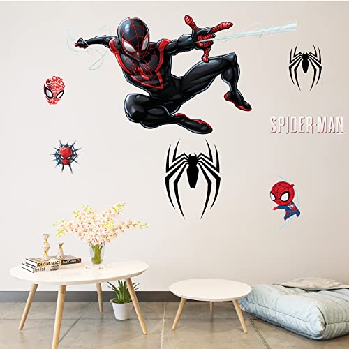 Spiderman Wall Decals Children's Wall Stickers for Kids Bedroom Living Room Playroom Nursery Wall Decoration DIY Assemble Self-Adhesive PVC (15.7 X 23.6 in）