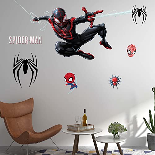 Spiderman Wall Decals Children's Wall Stickers for Kids Bedroom Living Room Playroom Nursery Wall Decoration DIY Assemble Self-Adhesive PVC (15.7 X 23.6 in）