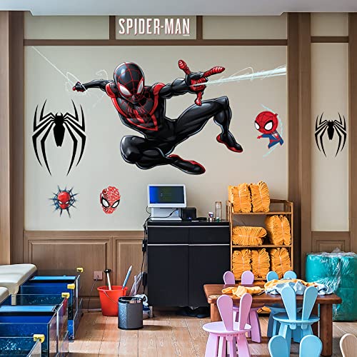 Spiderman Wall Decals Children's Wall Stickers for Kids Bedroom Living Room Playroom Nursery Wall Decoration DIY Assemble Self-Adhesive PVC (15.7 X 23.6 in）