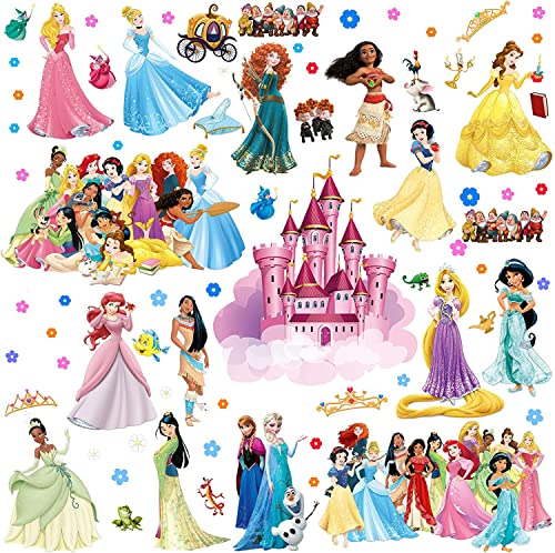 Princess Wall Decals Peel and Stick Wall Stickers Ideal for Girls Nursery Bedroom Living Room Background Wall Decor