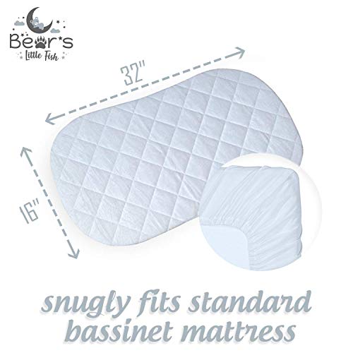 Bear’s Little Fish 100% Organic Cotton Baby Bassinet Sheets - Soft Fitted Crib Sheets for Hourglass Rectangular Oval Bassinet Mattress Pad Baby Basket Bedside Bassinet Sheets - 3-Pack