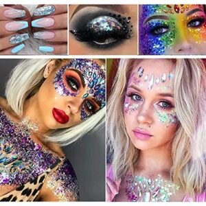 Yeweian Pink Body Face Glitter Gel, Liquid Holographic Chunky Glitter Singer Concerts Music Festival Rave Accessories, Mermaid Lip Eye Nails Hair Body Glitter Makeup, 50g