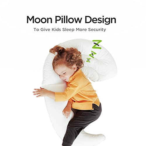 Choc chick Curve Long Toddler Kids Body Pillow for Sleeping,34x28inches Moon Shape Soft Child Hug Sleep Pillow,100% Organic Cotton Pillowcase Washable Breathable Crib Pillows