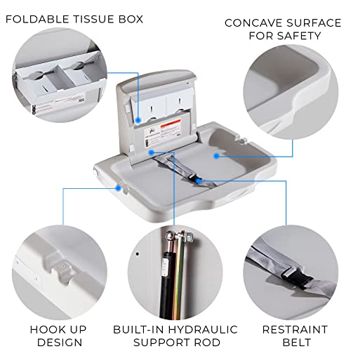 SMART HACKS Baby Changing Station Wall Mounted, Diaper Changing Station, CPSC Compliant, Commercial Baby Changing Station Wall Mounted