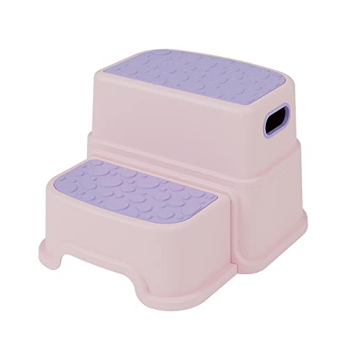 HOMKO 2 Step Kids Toddler Potty Training Step Stool for Bathroom Kitchen Sink and Toilet Anti-Slip Potty Stools, 3 in 1 Independent Stepping Stool, Pink