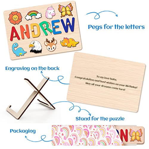 BeneCharm Personalized Name Puzzle for Kids, Custom Baby Gifts, Wooden Puzzles for Toddlers, First Birthday Gifts for Boys Girls, Toddler Educational Toys