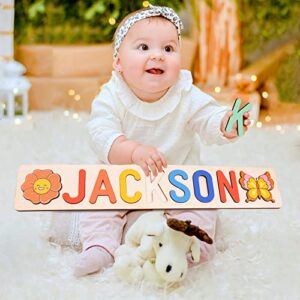 BeneCharm Personalized Name Puzzle for Kids, Custom Baby Gifts, Wooden Puzzles for Toddlers, First Birthday Gifts for Boys Girls, Toddler Educational Toys