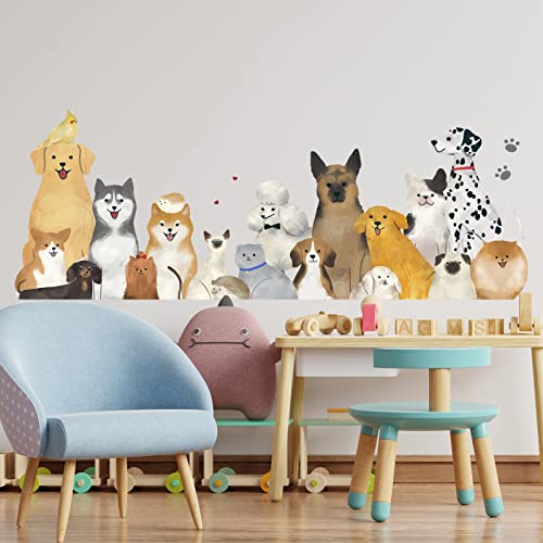 Pet Wall Stickers Peel and Stick Puppy Dog Wall Decals Cute Animal Nursery Wall Decor Baby Kids Bedroom Art Decoration