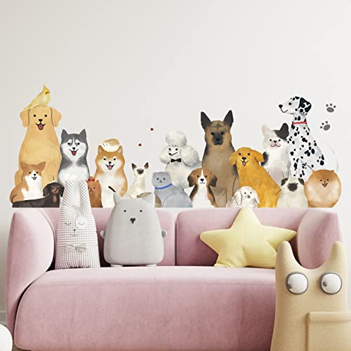 Pet Wall Stickers Peel and Stick Puppy Dog Wall Decals Cute Animal Nursery Wall Decor Baby Kids Bedroom Art Decoration