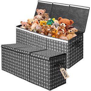 joyrasic 2 pack large toy box chest with lid, collapsible sturdy toy storage organizer boxes bins baskets for nursery room, playroom, bedroom, closet (arrow)