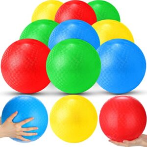 jerify 12 pcs playground balls 10 inches bouncy dodge ball inflatable kick balls kickball dodgeball handball for kids adults indoor outdoor 4 quare ball games gym picnic, camp yoga exercise