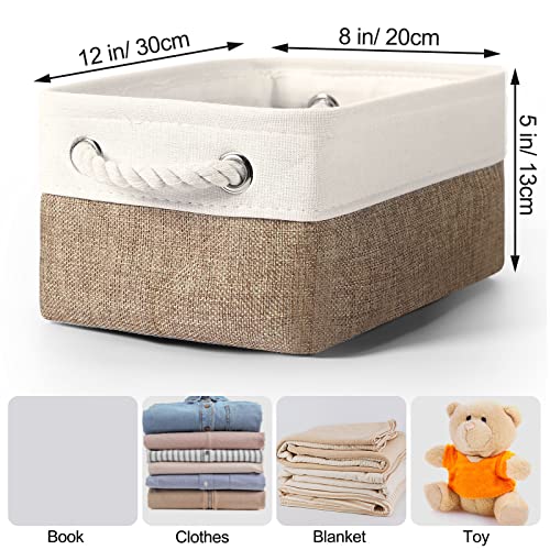 10 Pieces Small Cube Storage Bins Fabric Storage Baskets 11.8 x 7.8 x 5 Inch Collapsible Fabric Bins Decorative Clothes Baskets Bathroom Shelves Organizing Baskets Set for Storage Toy Clothes(null)