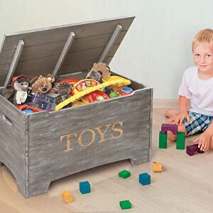 Badger Basket Farmhouse Solid Wood Rustic Toy Box with Reversible Panel