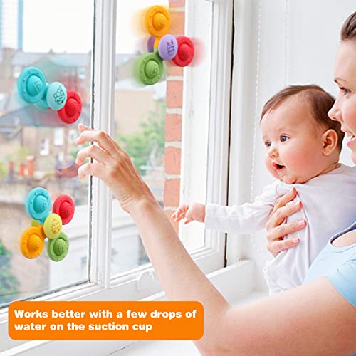 Suction Cup Spinner Toys - Baby Montessori Sensory Educational Learning Toy - Infant Bath Travel Activities Fidget Toy - Toddler Newborn Gifts for 6 9 12 18 Months 1 2 3 One Two Year Old Boys Girls