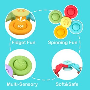 Suction Cup Spinner Toys - Baby Montessori Sensory Educational Learning Toy - Infant Bath Travel Activities Fidget Toy - Toddler Newborn Gifts for 6 9 12 18 Months 1 2 3 One Two Year Old Boys Girls