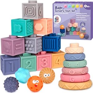 dreampark baby toys 6 to 12 months - montessori toys for babies 0-6-12-18 months - stacking building blocks & sensory educational toys & infant teething toys for toddlers 3 6 9 12 18 months boys&girls