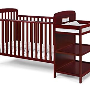 HomVent 3-in-1 Convertible Crib and Changer Combo, Baby Crib with Changing Table (Cherry)